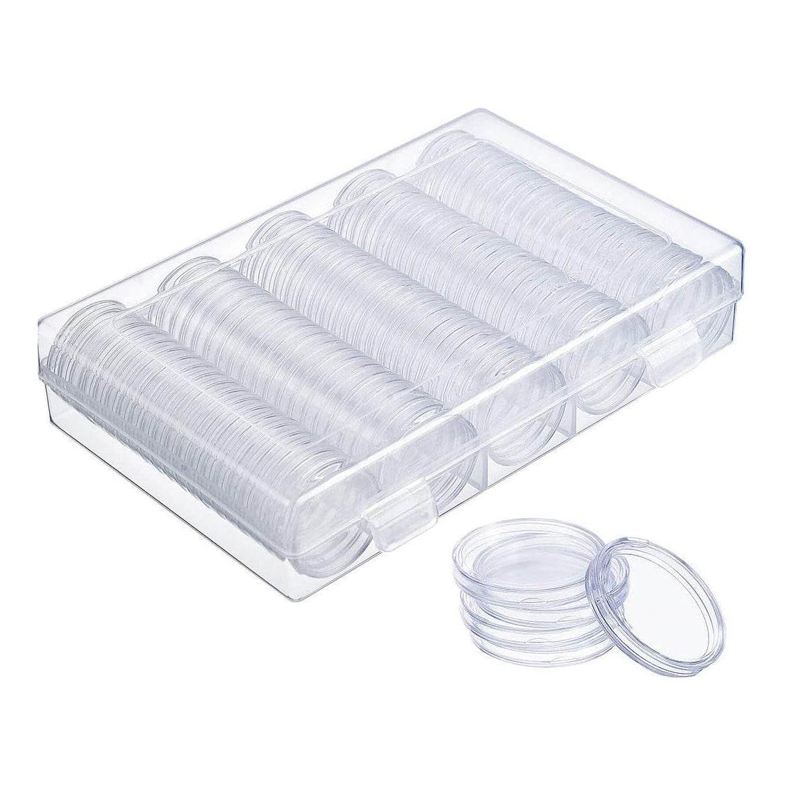 100 x 32mm Coin Capsules with Storage Box — Bulk Bullion
